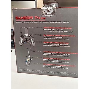 GameSir T4 Pro Wireless Game Controller for Windows 7 8 10 PC/iPhone/Android/Switch, Dual Shock USB Bluetooth Mobile Phone Gamepad Joystick for Apple Arcade MFi Games, Semi-Transparent LED Backlight