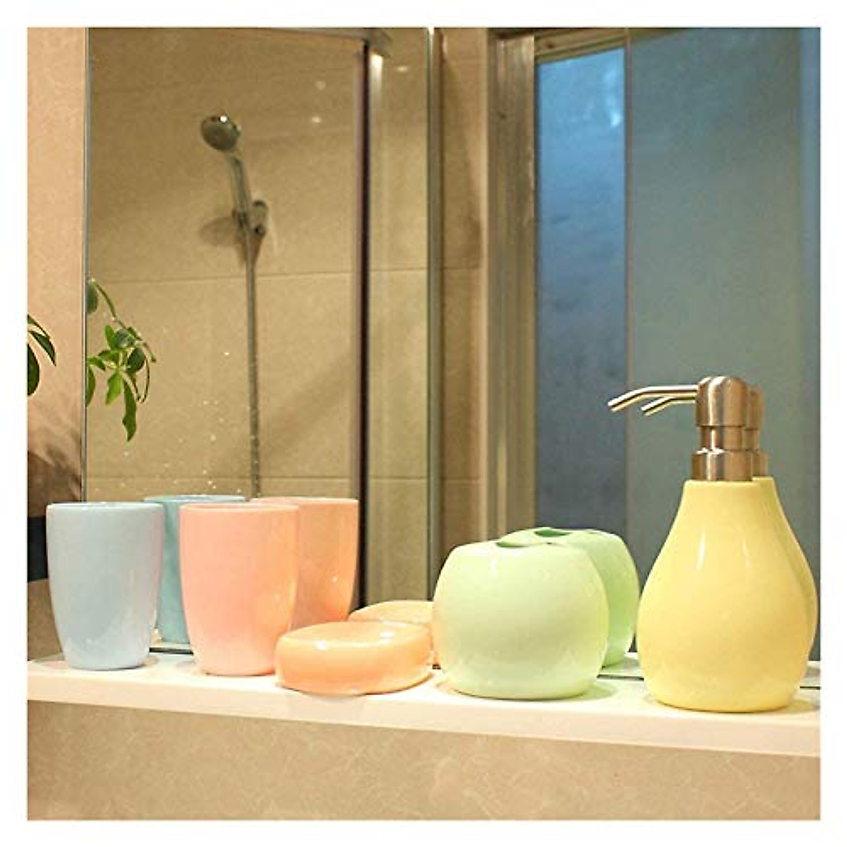 Soap Dispenser Refillable Hand Lotion Dispensers, Bathroom Accessory Set Ceramic Soap Dish Soap Dispenser Toothbrush Holder Glass Tumbler 5pcs Bathroom Accessories Set Home Furniture Set Bathroom Toil
