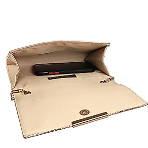 JunLing Clutch Purse for Women, Quilted Clutch, Adjustable Chain Quilted Crossbody (Serpentine)