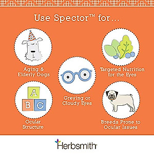 Herbsmith Spector - Eye and Vision Support for Dogs - Repair Greying to The Eyes - Senior Supplement for Dogs - Antioxidant for Dogs - 60ct Small Chews