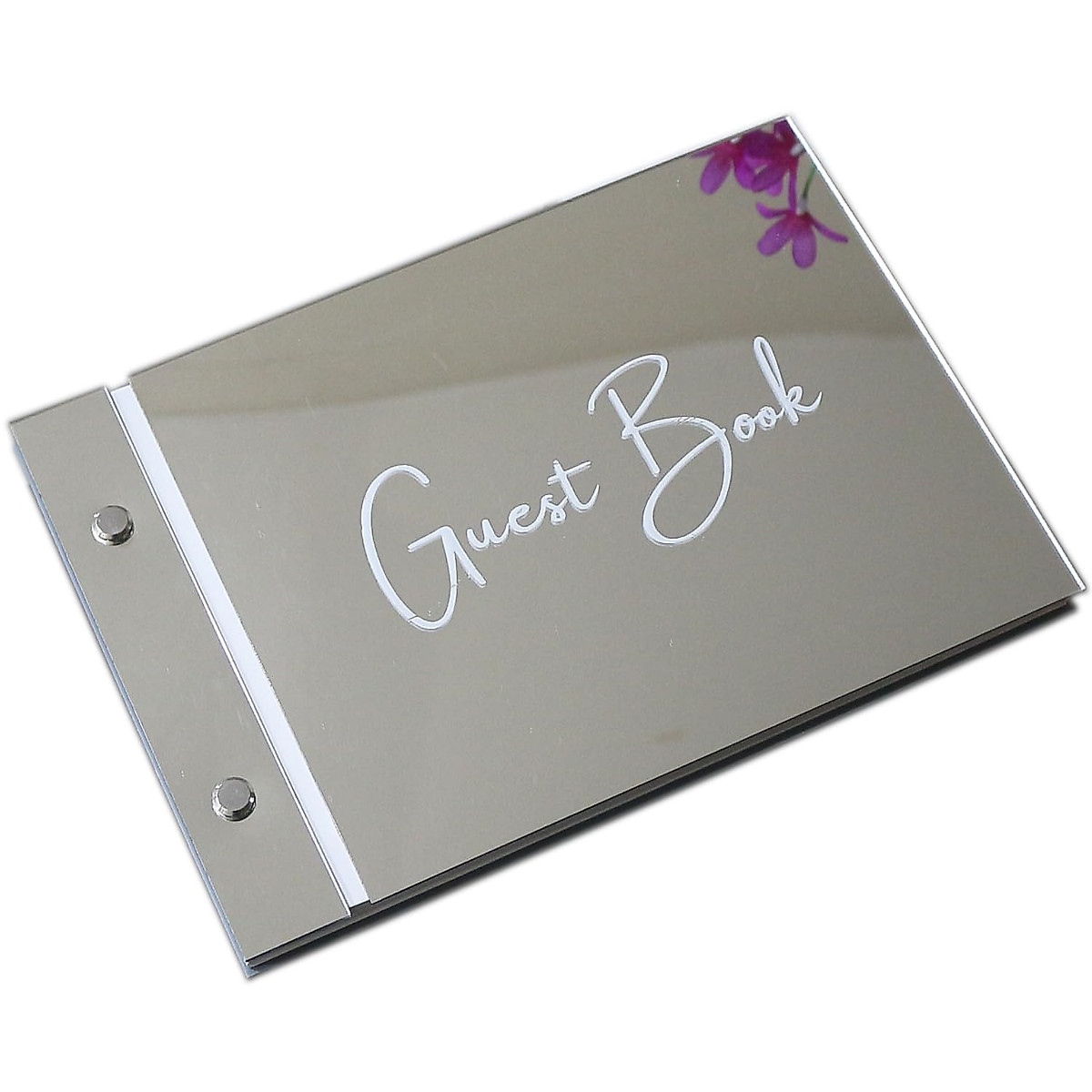 COKEENA Silver Wedding Guest Book with Acrylic Cover |10x7 inches| 50 Sheets Blank Paper (100 Pages), Modern Guest Book for Wedding Reception,Party or Events (Silver)