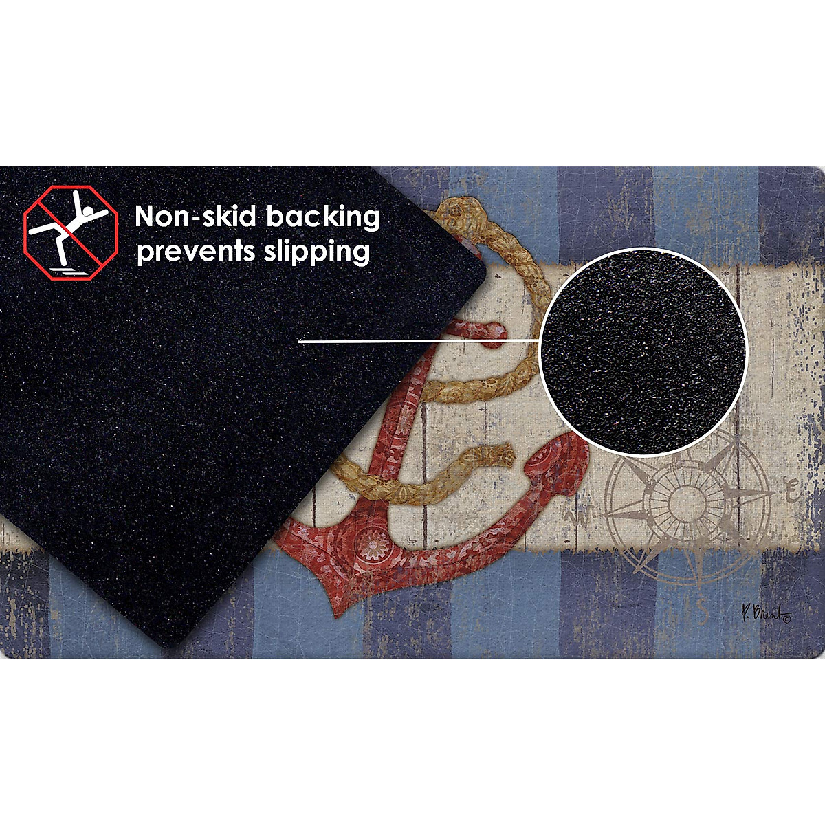 Toland Home Garden 800207 Rustic Anchor and Compass Summer Door Mat 18x30 Inch Boat Outdoor Doormat for Entryway Indoor Entrance