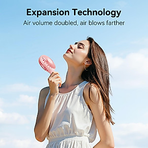 HonHey Handheld Fan Portable, Mini Hand Held Fan with USB Rechargeable Battery, 4 Speed Personal Desk Table Fan with Base, 3-10 Hours Operated Small Makeup Eyelash Fan for Women Girls Kids Outdoor
