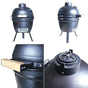 RJMOLU Outdoor BBQ Grill 13" Ceramic Egg Shaped Smoker Barbecue Stove Ceramic Barbecue for Picnic Garden Terrace Camping Travel
