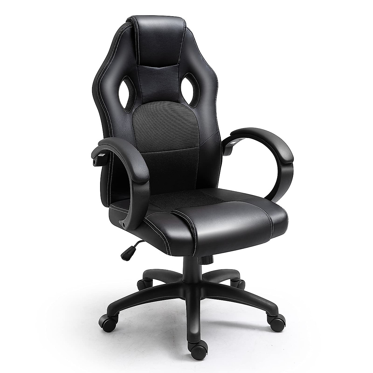 Polar Aurora Office Chair PU Leather Racing Style Computer Gaming Chairs Adjustable Swivel Desk Chair Black