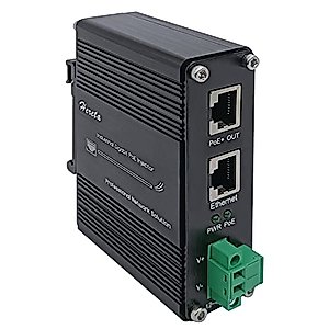 Hardened Industrial Gigabit PoE+ Injector 12-48VDC Input with DIN-Rail and Wall Mount Connecting The IEEE 802.3 af/at PoE Device (30W)