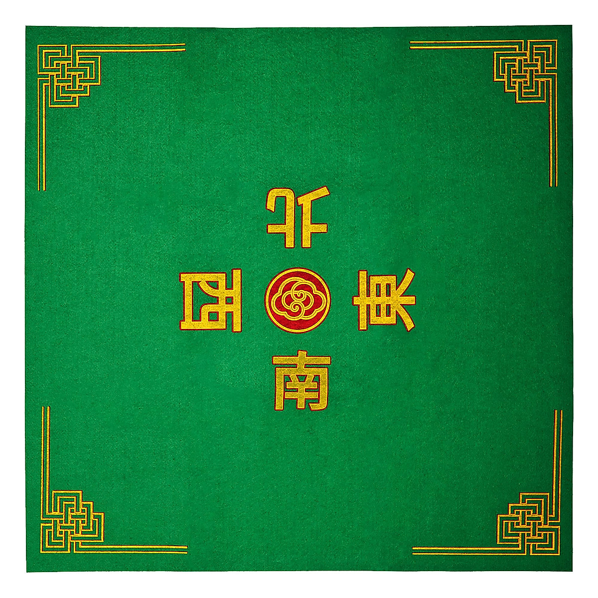 Mahjong and Pai Gow Poker Play Mat - 30" x 30" Green Felt Double Sided Mat - 2-n-1 Table Cover for Classic Chinese Tile Card Game - Slip Resistant Layout for Cards, Dominoes or Tiles - 2-4 Players