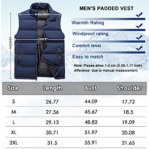 XinYangNi Men's Outdoor Casual Puffer Vest Padded Jacket Outerwear Vests Dark Blue XX-Large