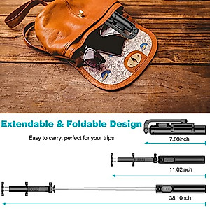 Selfie Stick, Extendable Selfie Stick Tripod with Wireless Remote, Portable Phone Tripod Stand for Group Selfie/Live Streaming/Video Recording Compatible with All Cellphone, Compact Size & Lightweight