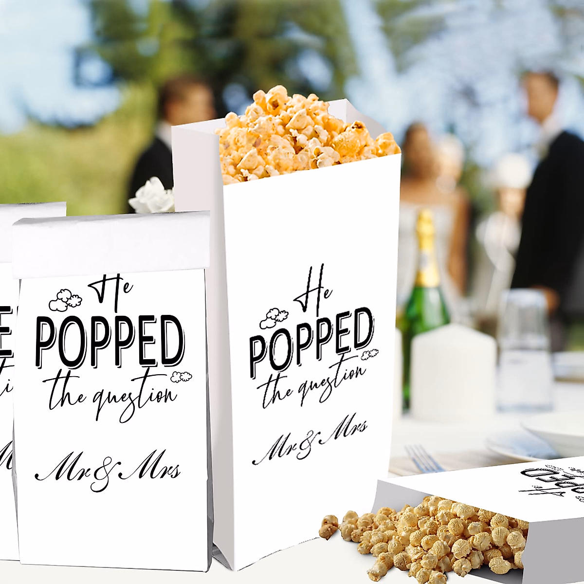 ANTING He Popped the Question Popcorn Bags Engagement Party Favors Popcorn Bags Wedding Bridal Shower Engaged Goody Snack Treat Bags Grease Resistant
