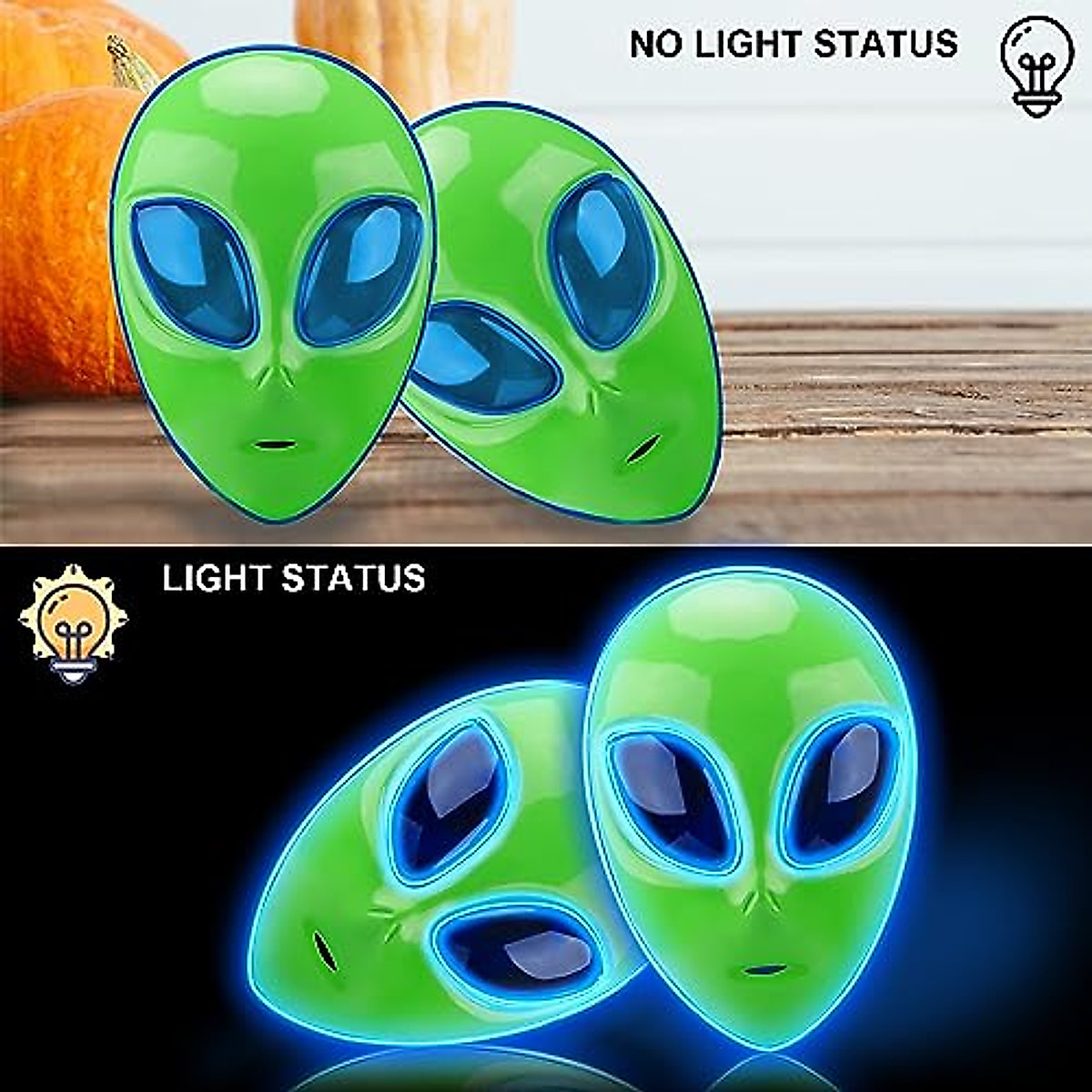Tanganan Halloween LED Alien Mask, LED Light up Mask 3 Modes Lighted Face Mask for Festival Cosplay Halloween Costume Masquerade Parties Carnival Adult Boys Girls Gifts