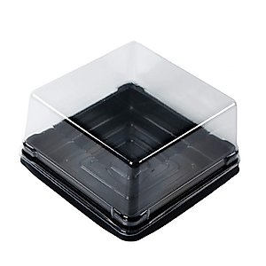 Cake Box - 50 sets 4 Inch X 2-1/8 Inch Clear Plastic Mini Cake Box - Feast Cupcake Box - Muffin Box Biscuit Box Flat Top Box Bakery Cake Shop Sale Use