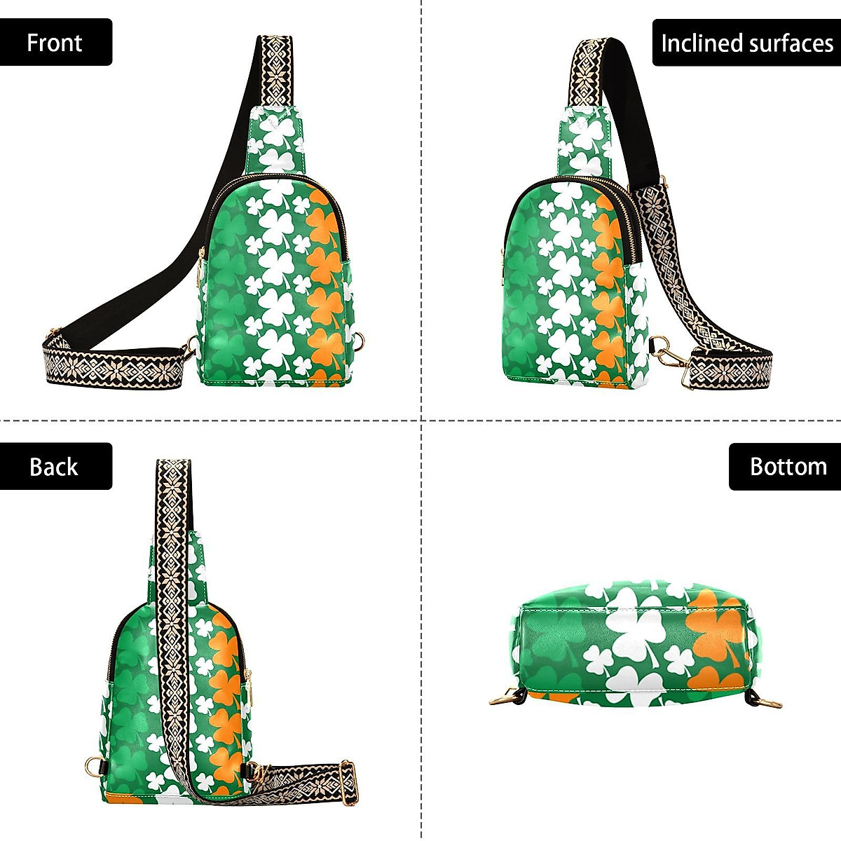 Augenstern Women Crossbody Sling Backpack Patricks-day-irish-flag Girl Chest Bag Daypack for Hiking Traveling