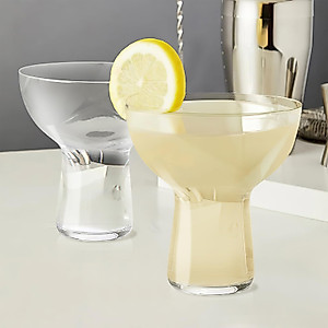 LEYU Stemless Margarita Glasses Set of 4, 11oz Margarita Glass for Frozen Cocktail, Mixed Drinks, Martini, Wine Glasses Set, Hand-Blown Glass Cups-Clear