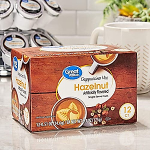 Great Value Cappuccino Coffee and Hot Drink Single Serve Pods, 12 Count (Hazelnut Cappuccino, Pack of 3)