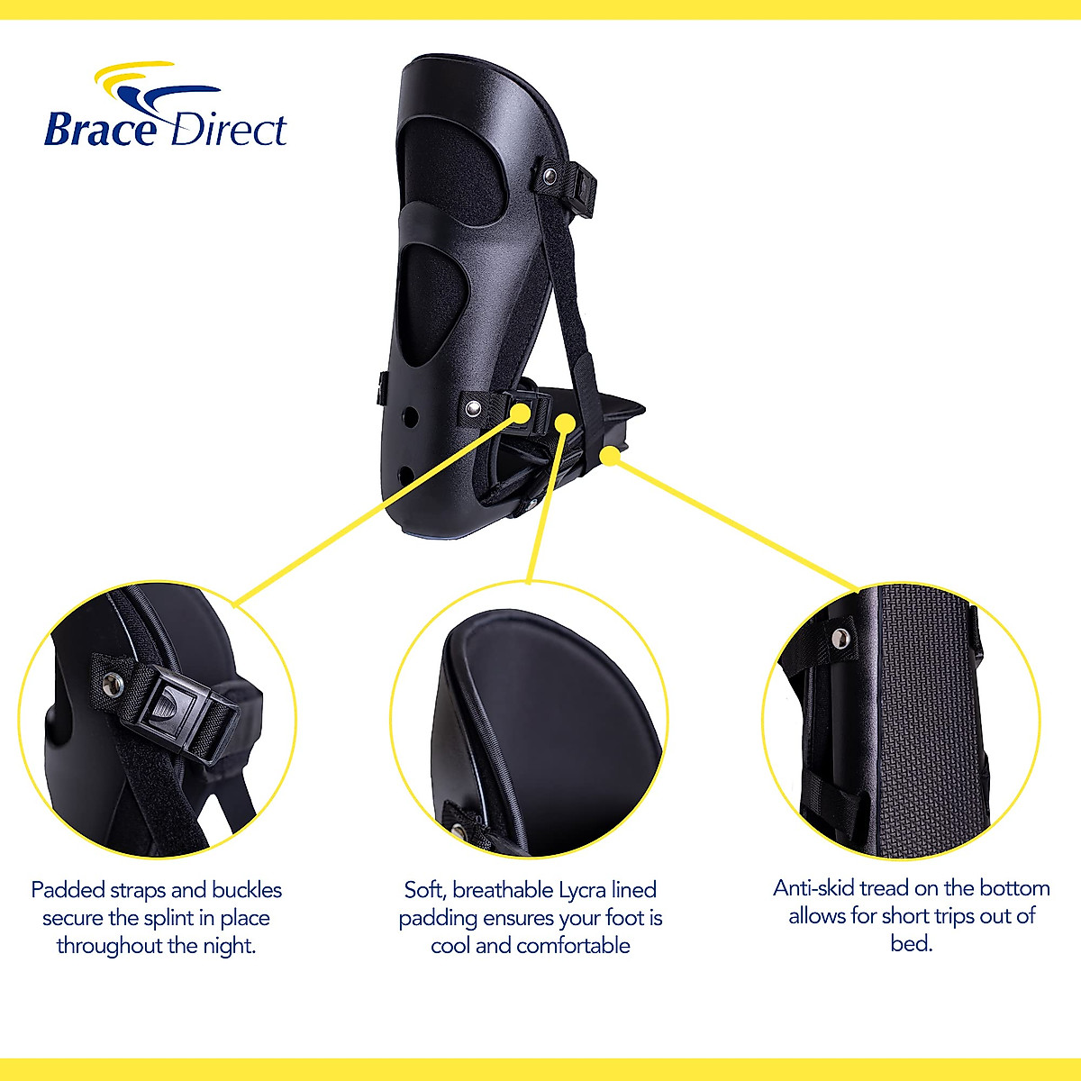 Brace Align Adjustable Night Splint for Plantar Fasciitis, Achilles Tendinitis, Heel Pain, Heel Spur and Drop Foot​ for Right or Left Foot, Men and Women from PDAC L4396, L4397