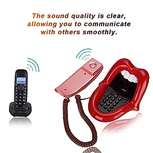 Large Tongue Landline,WX-3203# No Caller ID Red Large Tongue Shape Desktop Telephone Support Number Storage/Dialing Pause/Redial,Fashionable Home Decoration Phone