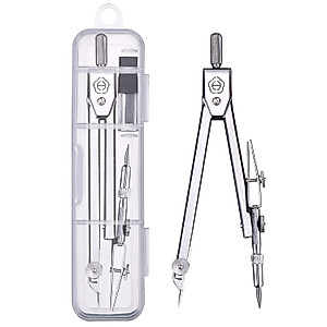 Student Geometry Math Set, Drawing Compass and 6 Inch Clear Swing Arm Protractors 180 Degree Math Protractor (Style 1)