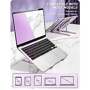 i-Blason Cosmo Laptop Stand, Adjustable Portable Computer Stand Aluminum Alloy Laptop Riser Holder with Multi-Angle Stand Compatible with MacBook Pro/MacBook Air, 7-17.3" Laptops & Tablets (Purple)