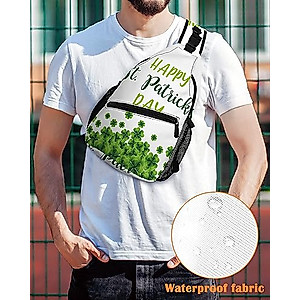 Sling Backpack, St.Patrick's Day Shamrocks Green Waterproof Lightweight Small Sling Bag, Travel Chest Bag Crossbody Shoulder Bag Hiking Daypack for Women Men