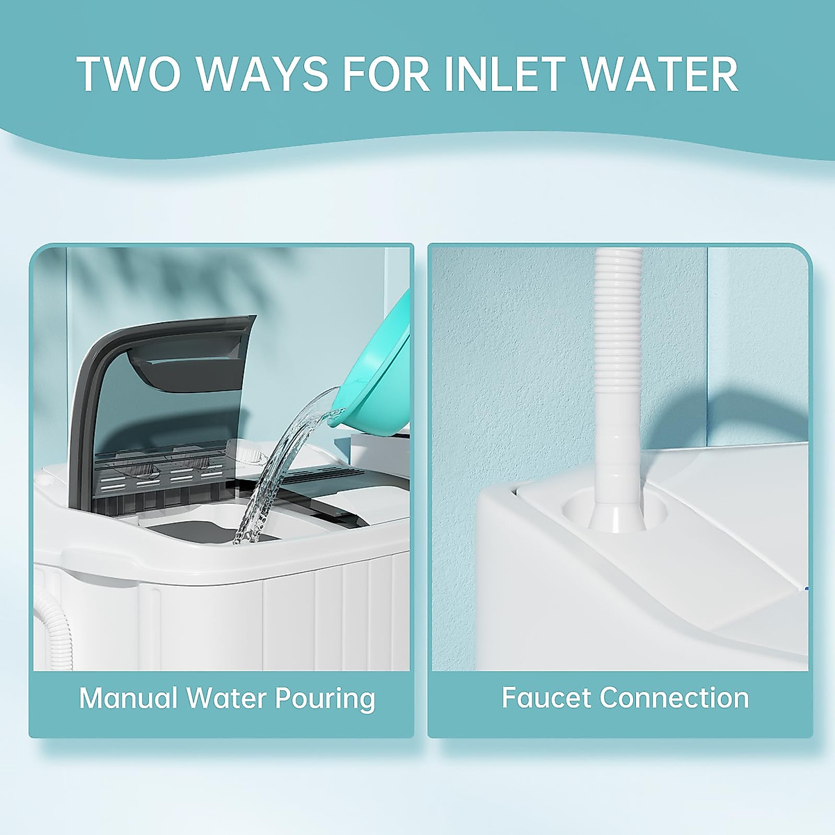 INTERGREAT Portable Washing Machine, 22 lbs Mini Small Washer Machine Combo with Spin Dryer, Compact Twin Tub Laundry Washer Machine for Apartments, Dorm, Rv, Camping, Gray