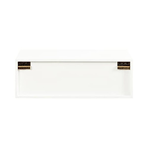 Kate and Laurel Decklyn Modern Glam Floating Side Table with Concealed Drawer for Additional Storage and Home Decor, 18x12x6, White/Gold
