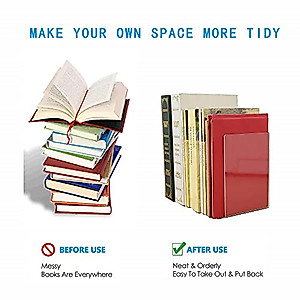 Airypart Book Ends Clear Acrylic Bookends for Shelves, Non-Skip bookends for Shelves,Book Holder Stopper for Books/Movies/CDS/Video Game, 7X4.72X4.72inch, 3pairs