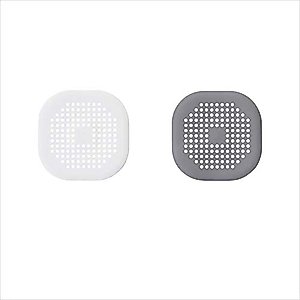Square Drain Cover for Shower TPR Drain Hair Catcher Flat Silicone Plug for Bathroom and Kitchen Under Sink Filter Shower Drain Protection Flat Strainer Stopper (White&Grey)