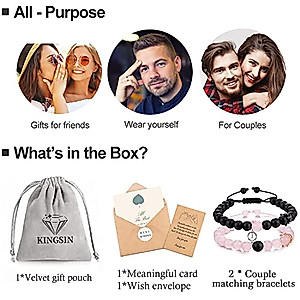 KINGSIN Long Distance Relationship Gifts Matching Couples Stuff Crown King Queen Bracelet Bracelet Couple Gift for Boyfriend Girlfriend Him Her Husband Wife Friendship