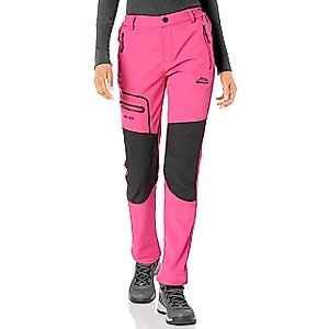 DAFENGEA Women's Snow Ski Pants Fleece Hiking Waterproof Windproof Softshell Outdoor Snowboard Pants,CFK1682W-Pink-S