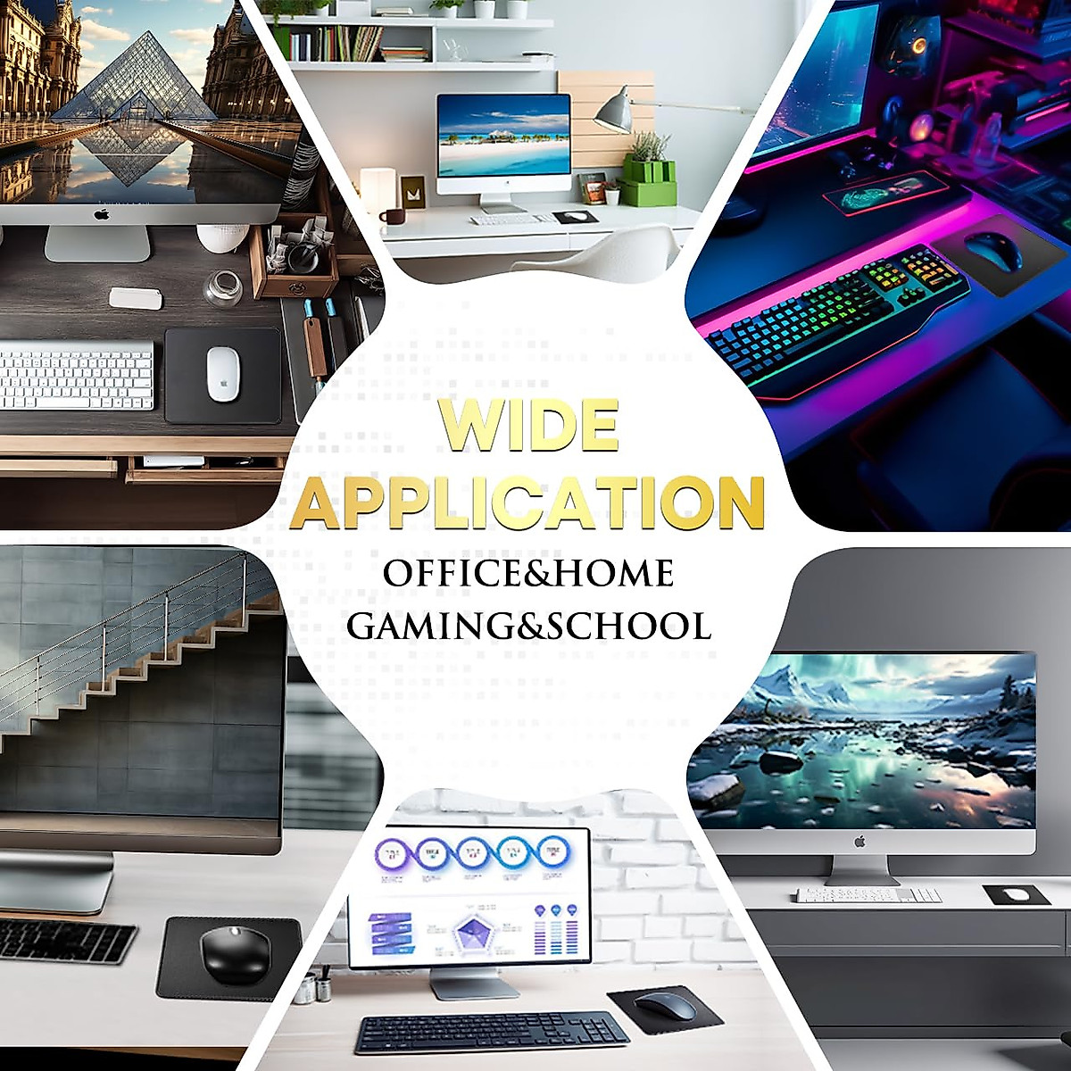 JIKIOU 3 Pack Mouse Pad with Stitched Edge, Comfortable Mouse Pads with Non-Slip Rubber Base, Washable Mousepads Bulk with Lycra Cloth, Mouse Pads for Computers Laptop Mouse 10.2x8.3x0.12inch Black