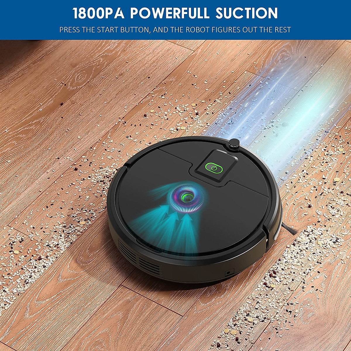 Automatic Self Charging Robotic Vacuum Cleaner, Super Thin Robot Vacuum Cleaner - Strong Suction, Quiet, Tangle Free, Daily Cleaning Robot Vacuum for Pet Hairs, Dust, Scrums, Hardwood Floors & Carpets
