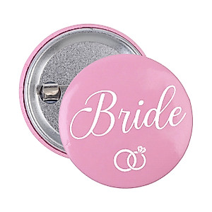 Team Bride Buttons - (1) Bride, (1) Maid of Honor, & (8) Team Bride Button | Bachelorette Party Bride Squad Buttons Favors Supplies Decoration Favor Kit Gifts Bridal Party Pins Wedding Set Gift (Pink)