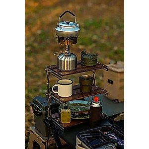 Keenature Black Walnut Camping Table Shelf Portable for Picnic,Camp,Beach,Fishing,Hiking,BBQ,Parties or Outdoor Activities