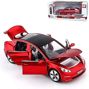 Diecast Toy Car Model 3 Car Model,Zinc Alloy Simulation Casting car Model Pull Back Vehicles,1:32 Scale Mini Vehicles Toys with Lights and Music for Toddlers Kids Children Birthday Gift (Red)