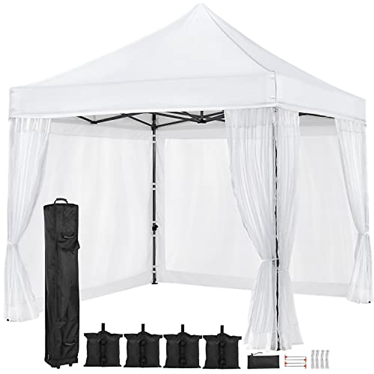 Yaheetech 10'x10' Pop Up Canopy with Removable Mesh Side Walls, Commercial Instant Tent, Instant Canopy Tent for Camping, Family Outings, Wedding
