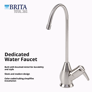 Brita Total 360 BRDROS Undersink Reverse Osmosis Water Filtration System with Brushed Nickel Faucet, Blue