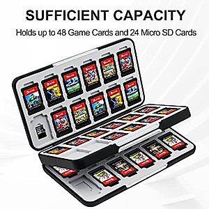 NOOP Switch Game Case for Nintendo Switch with Micro SD Memory Cards Holder, Customized Pattern Game Card Case with 48 Game Card Slots and 24 Micro SD Card Slots (48 Slots(Joy-Con Grip))
