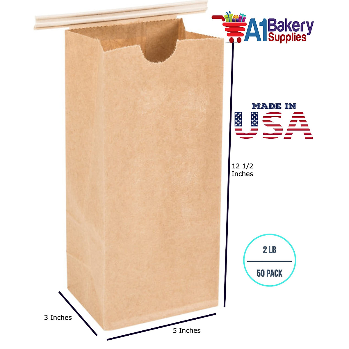 Resealable Kraft Tin Tie Poly-lined Bags Coffee Bags Reclosable Tin Tie Bags without window - 2 Lb - 50 Pack