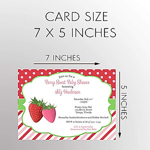 Baby Shower Invitations Berry Sweet Invites Strawberry Girls It's a Girl Polkadots Sweet Party Printed Customized Cards (12 Count)