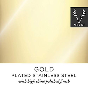 Viski Parisian Cocktail Shaker, Contoured High Shine Polished Stainless Steel with Built-In Cap and Strainer, Gold 25 Oz Set of 1