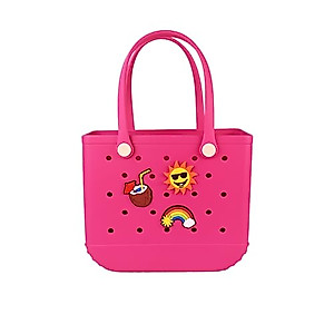 Juyeesm 6pcs Bogg Bag Accessories, Rubber Beach Totes Bag Inserts Charms for Bogg Bag, Beach Decorative Charm Accessories for 0.5'' dia Holes Beach bags