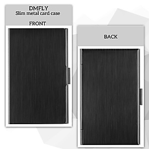 DMFLY Business Card Holder, Slim Business Card Case for Men & Women, Pocket Metal Card Case, Professional Stainless Steel Business Card Holders, Purse Name Card Holder, Buckle Style Shut, Black