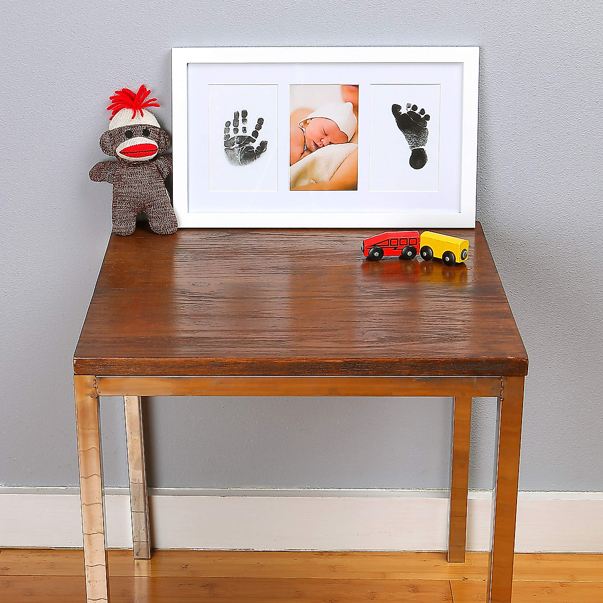 Green Pollywog | Baby Handprint and Footprint Kit | Elegant White Picture Frame | Non-Toxic | Inkless Footprint | Baby Footprint Frame | Newborn Footprint Kit | Baby Ink Pad | Dog Paw Prints
