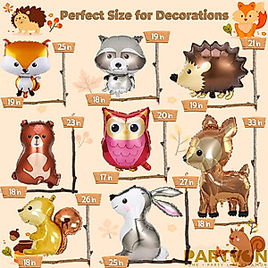 13 Pieces Woodland Animal Balloons, Forest Animals Foil Mylar Balloon for Woodland Themed Baby Shower Birthday Fall Party Decorations