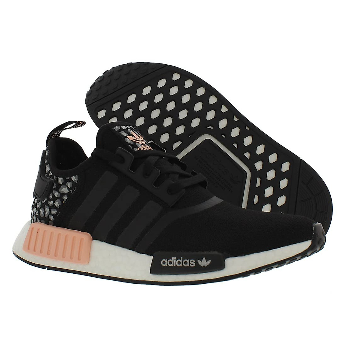 adidas Originals NMD R1 Womens Shoes Size 9.5, Color: Black/White/Grapefruit