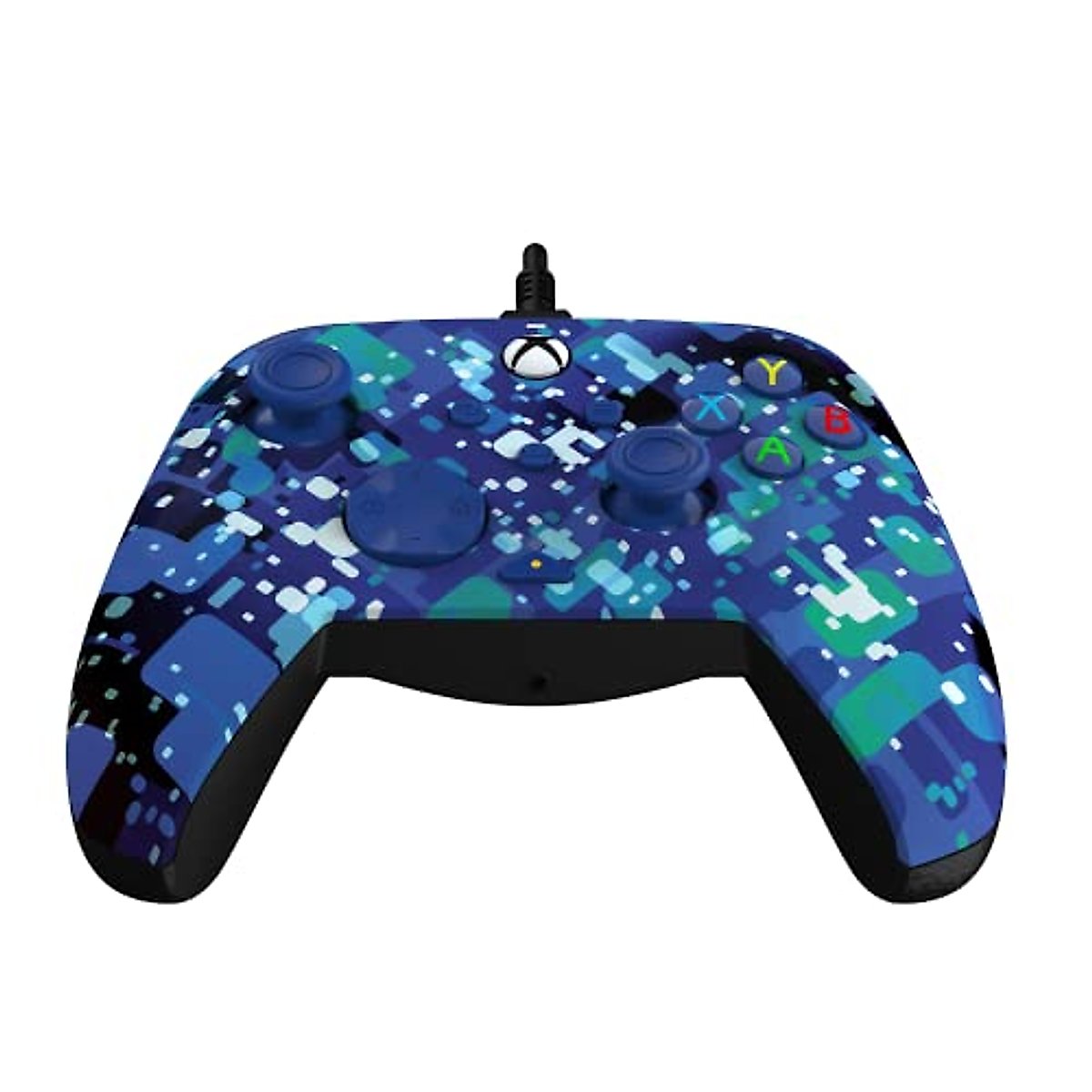 PDP Gaming REMATCH Enhanced Wired Controller Licensed for Xbox Series X|S/Xbox One/PC/Windows, Mappable Back Buttons, Advanced Customizable App - Digital Glitch Blue