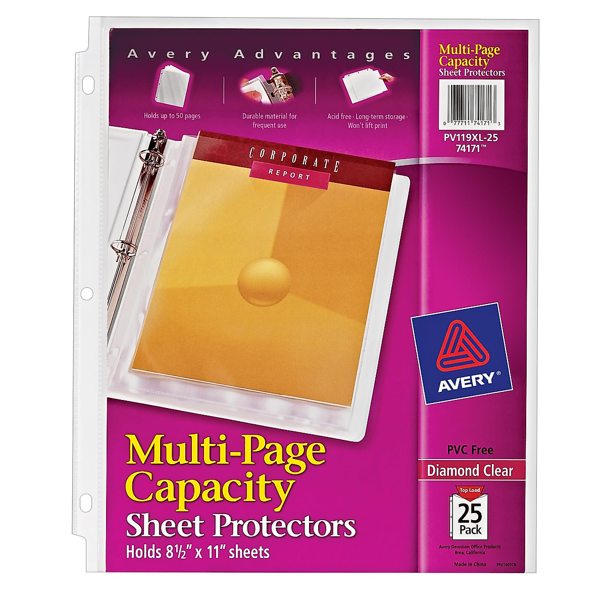 Avery(R) Multi-Page Capacity Sheet Protectors, 8 1/2in. x 11in, Top Loading, Pack of 25