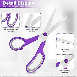 Scissors, 8.5" Scissors All Purpose Comfort Grip Stainless Steel Sharp Scissors for Office School Home Supplies, Right/Left Handed, 6 Piece Set