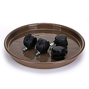 Skelang 4-Pack Plant Caddy 11.8 Inches, Plant Pallet with Brake Wheels, Plant Stand Roller for Indoor and Outdoor Heavy Duty Planter, Load Capacity 125 Lbs (Coffee)